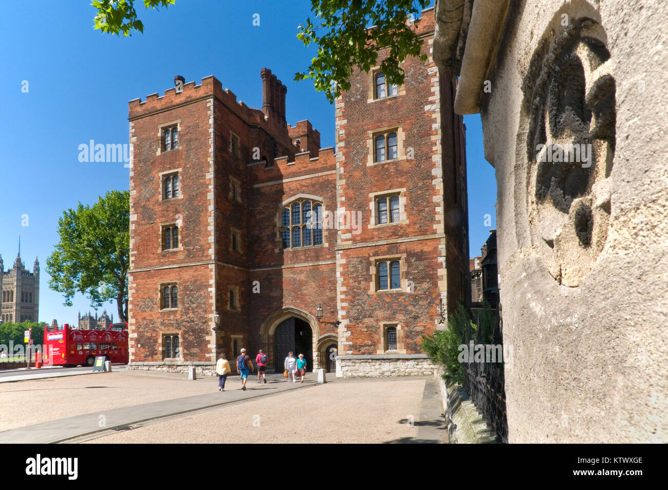 Lambeth Palace London Red Open Bus Parliament. Morton's Tower ...