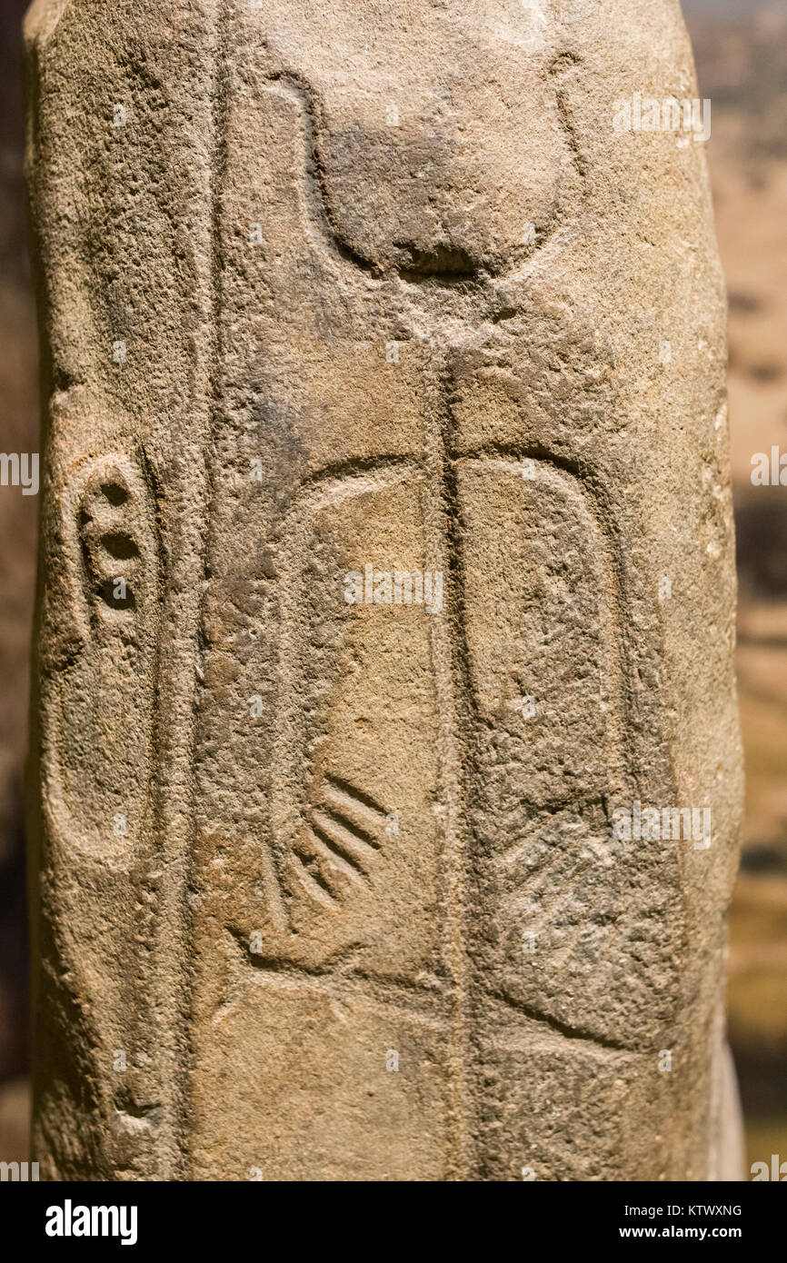 Madrid, Spain - November 11, 2017: Warrior Stela of Magacela, detail ...