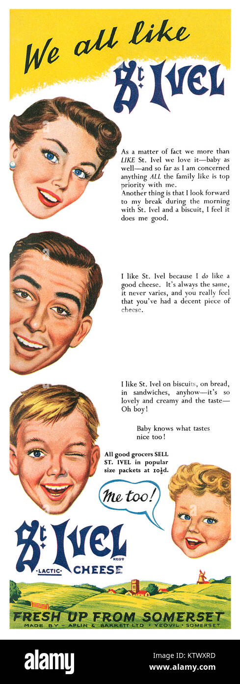 1955 British advertisement for St. Ivel Cheese Stock Photo - Alamy