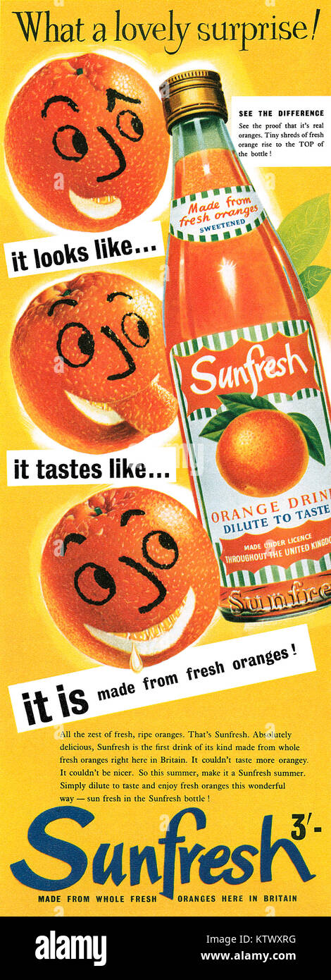 Vintage advert orange hi-res stock photography and images - Alamy