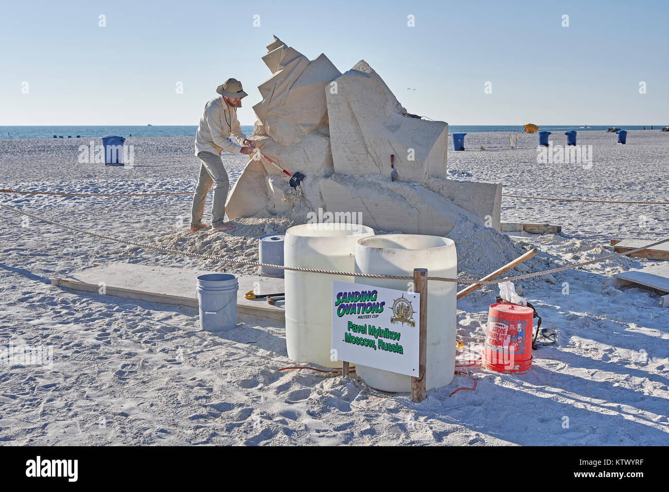 Sand sculpture being build by contestant in Sanding Ovation sand ...