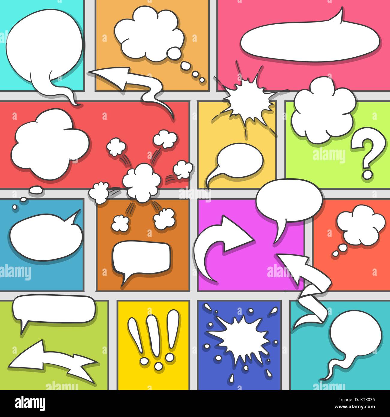 Comic strip background. Doodle speech bubbles and other sketch cartoon ...