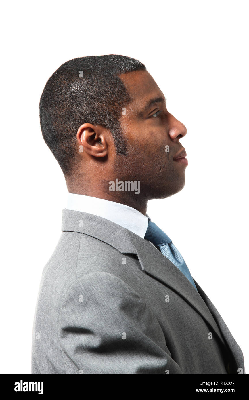 black man close-up portrait over white background Stock Photo - Alamy