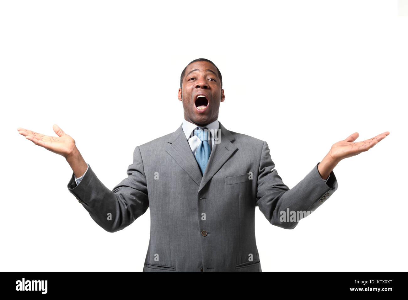 businessman half-lenght portrait with opened arms Stock Photo - Alamy