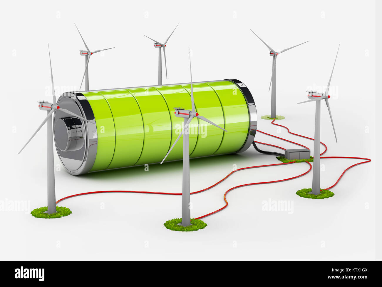 Windmill and full battery. isolated white 3d Illustration Stock Photo ...