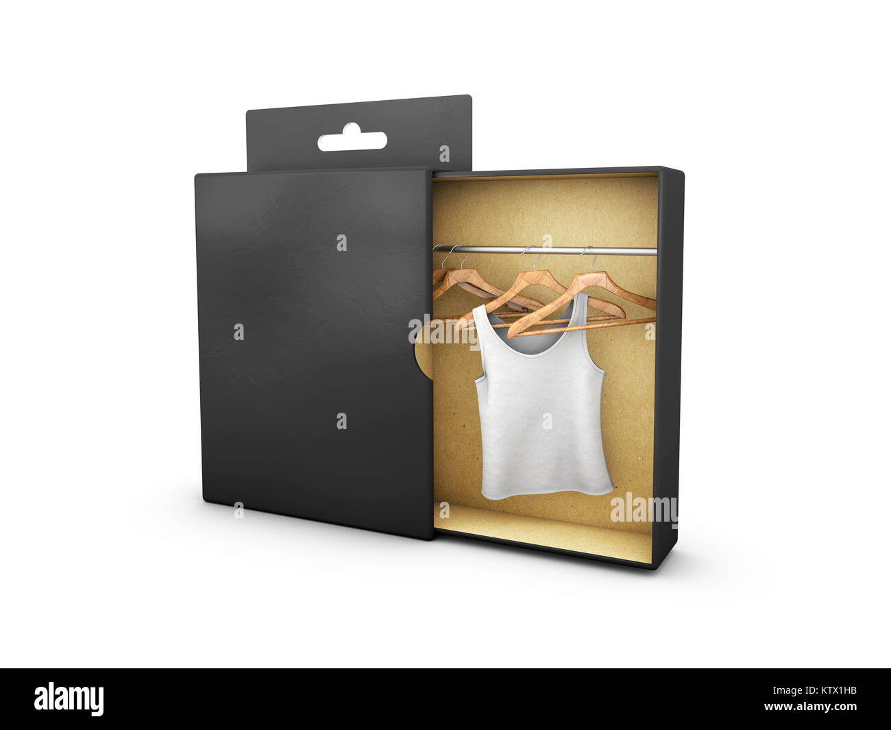 3d Illustration of Wardrobe box filled with clothing, isolated white ...