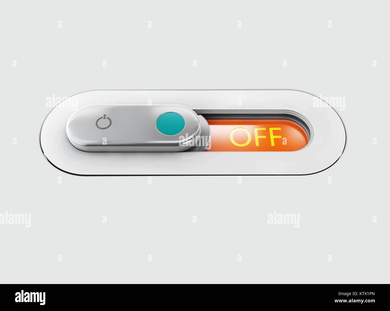 Realistic toggle switch. Gray switche with backlight, off position. 3d ...