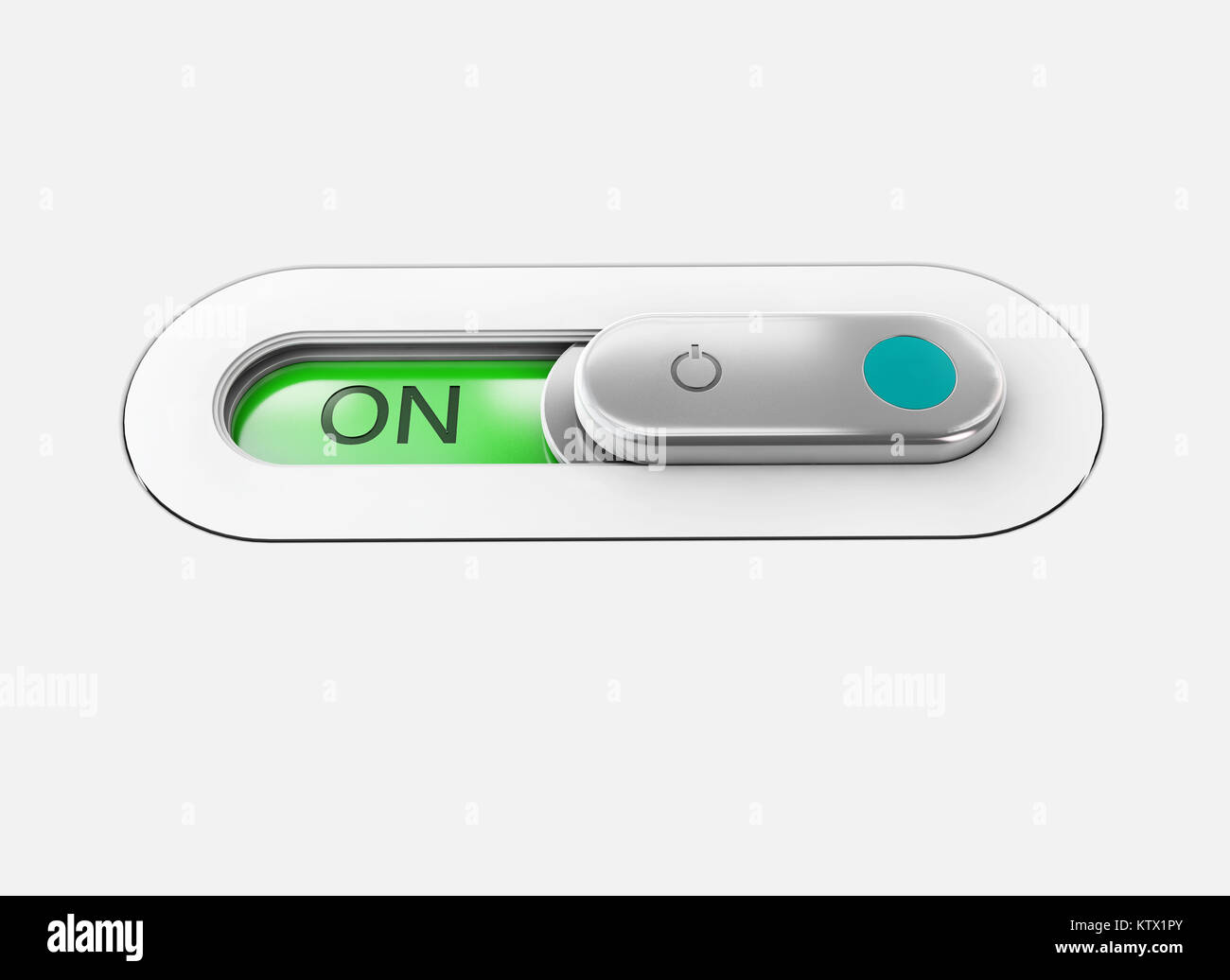 Realistic toggle switch. Gray switche with backlight, on position. 3d ...