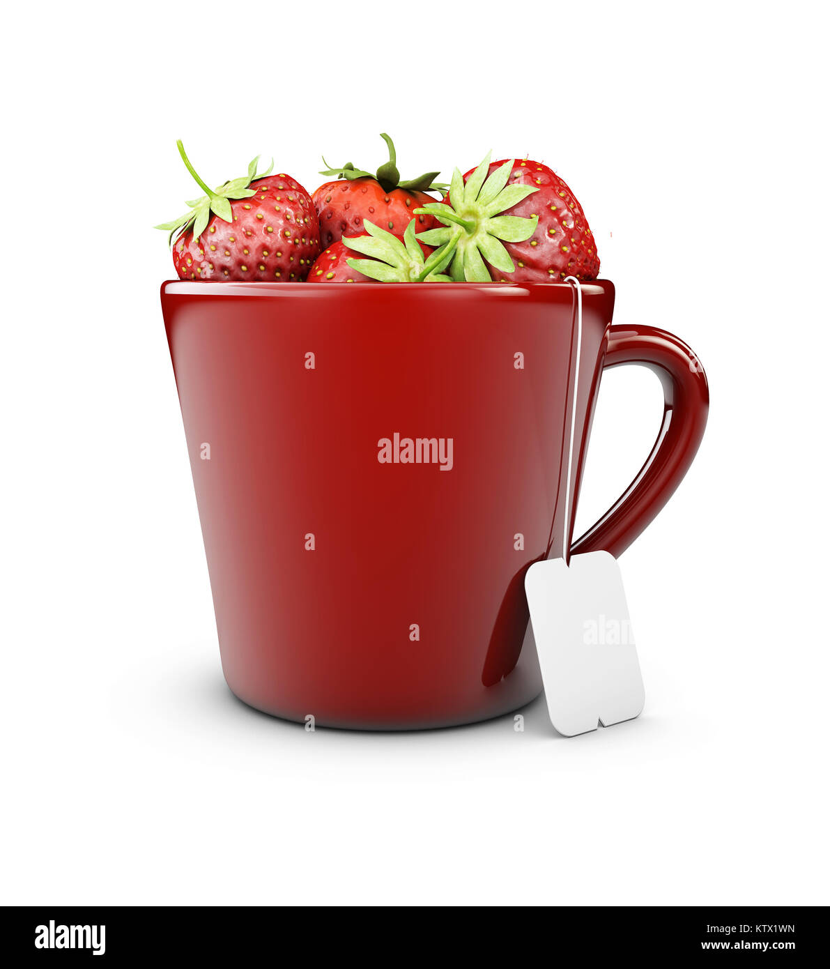 3d Illustration of Fruit tea with strawberries, isolated white Stock ...