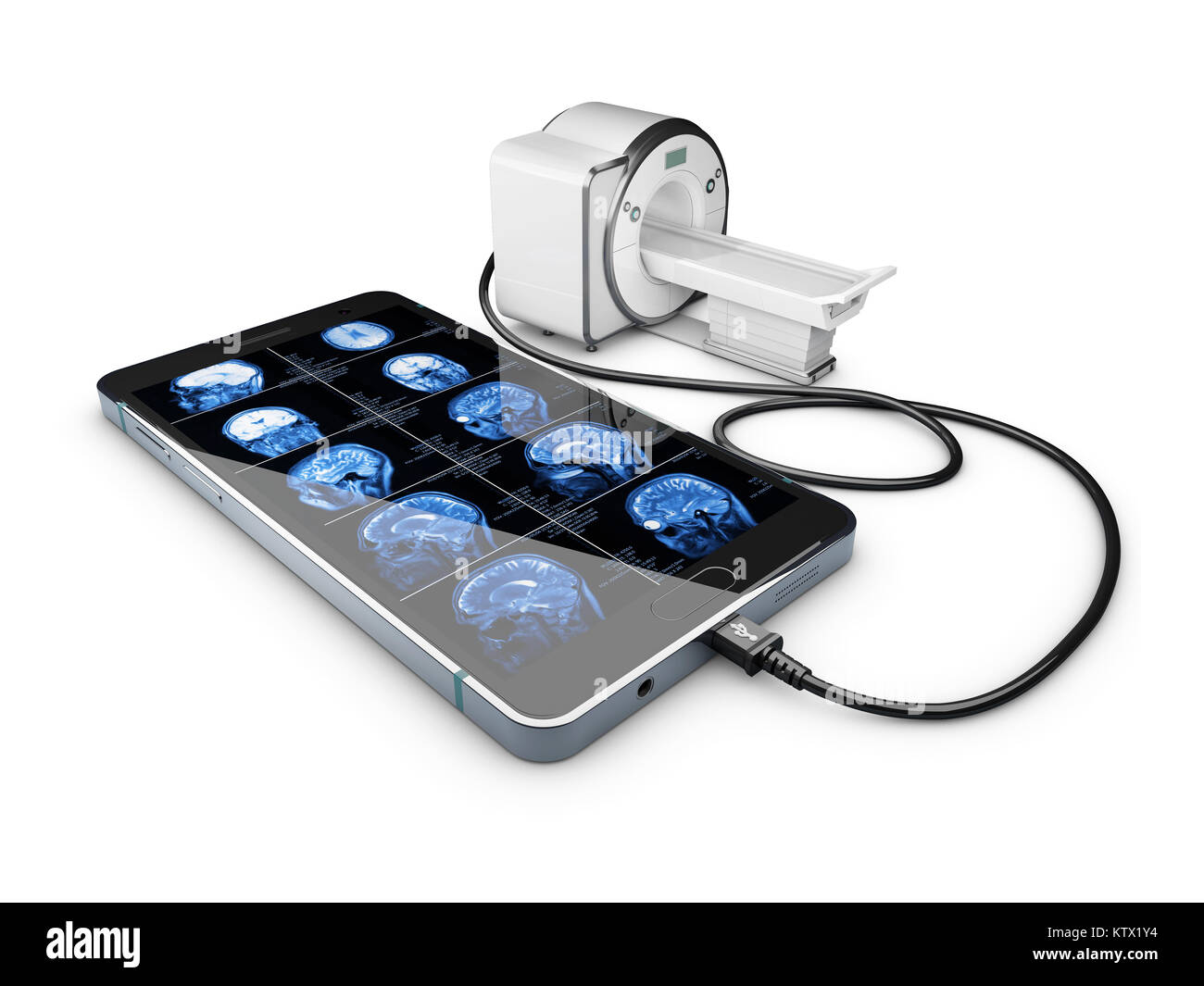 Healthcare concept. Smartphone with MRI 3d Illustration Stock Photo - Alamy
