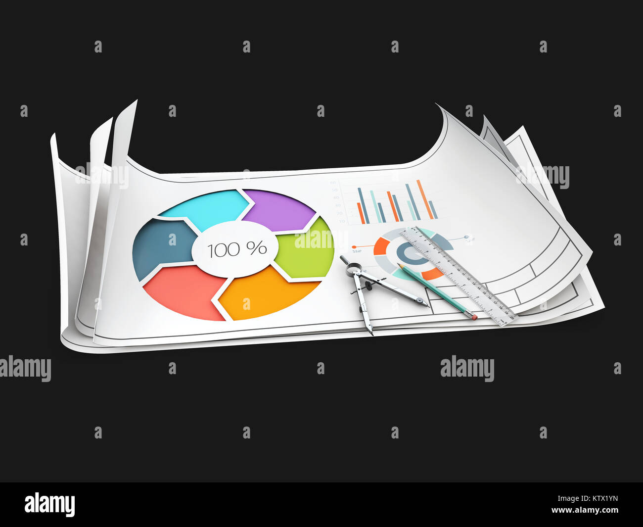 Colorful business pie chart for your documents.. Material design, 3d ...