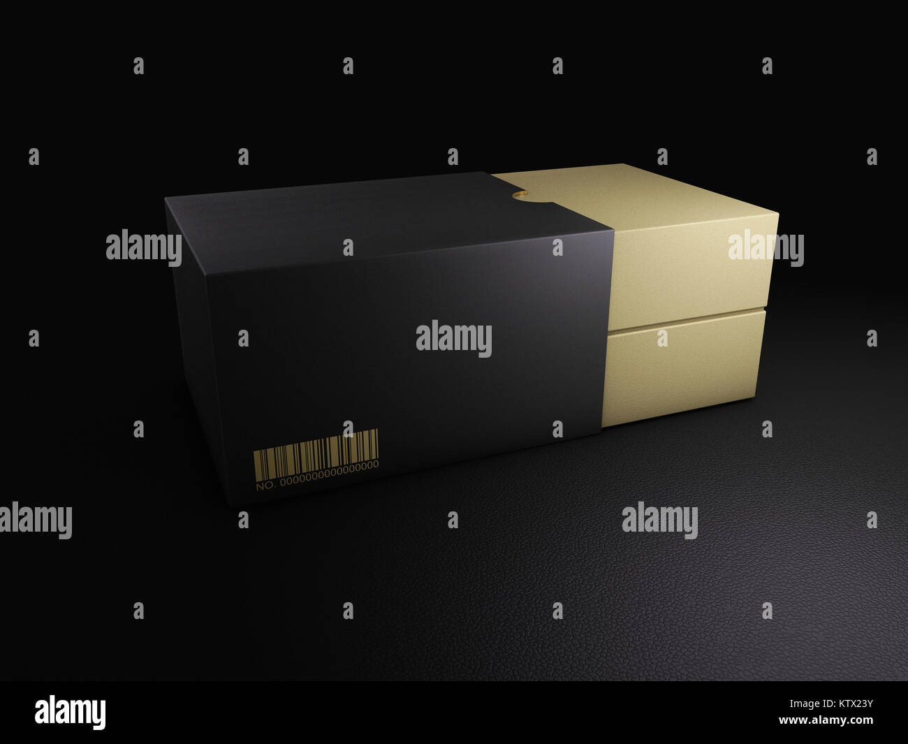 A Opened Golden Black Box Mockup, 3d rendering Stock Photo - Alamy