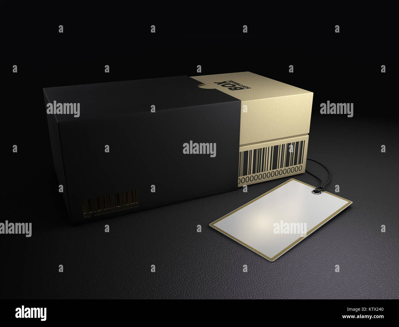 A Opened Golden Black Box and Label Mockup, 3d rendering Stock Photo ...