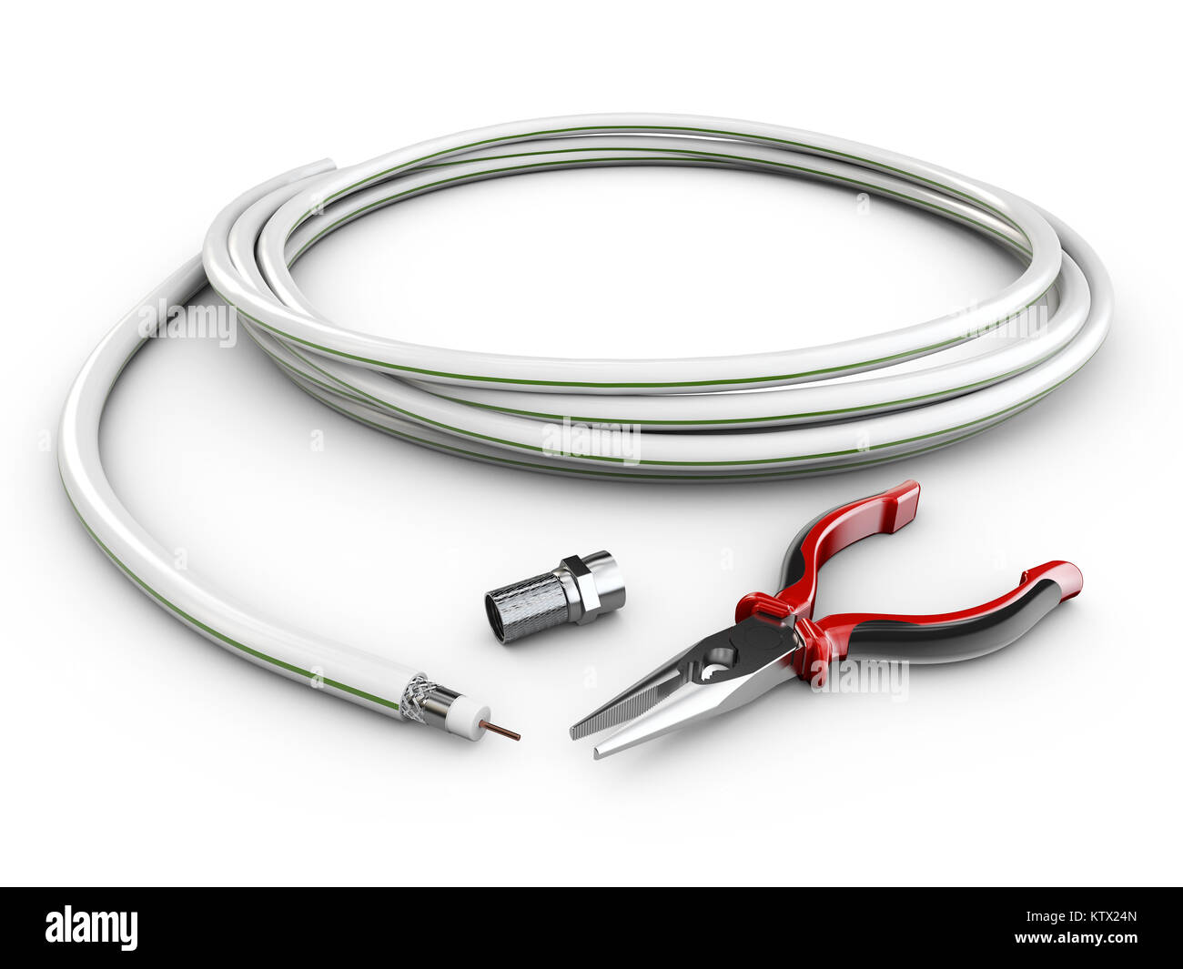 Ethernet cable and tv cable Cut Out Stock Images & Pictures - Alamy
