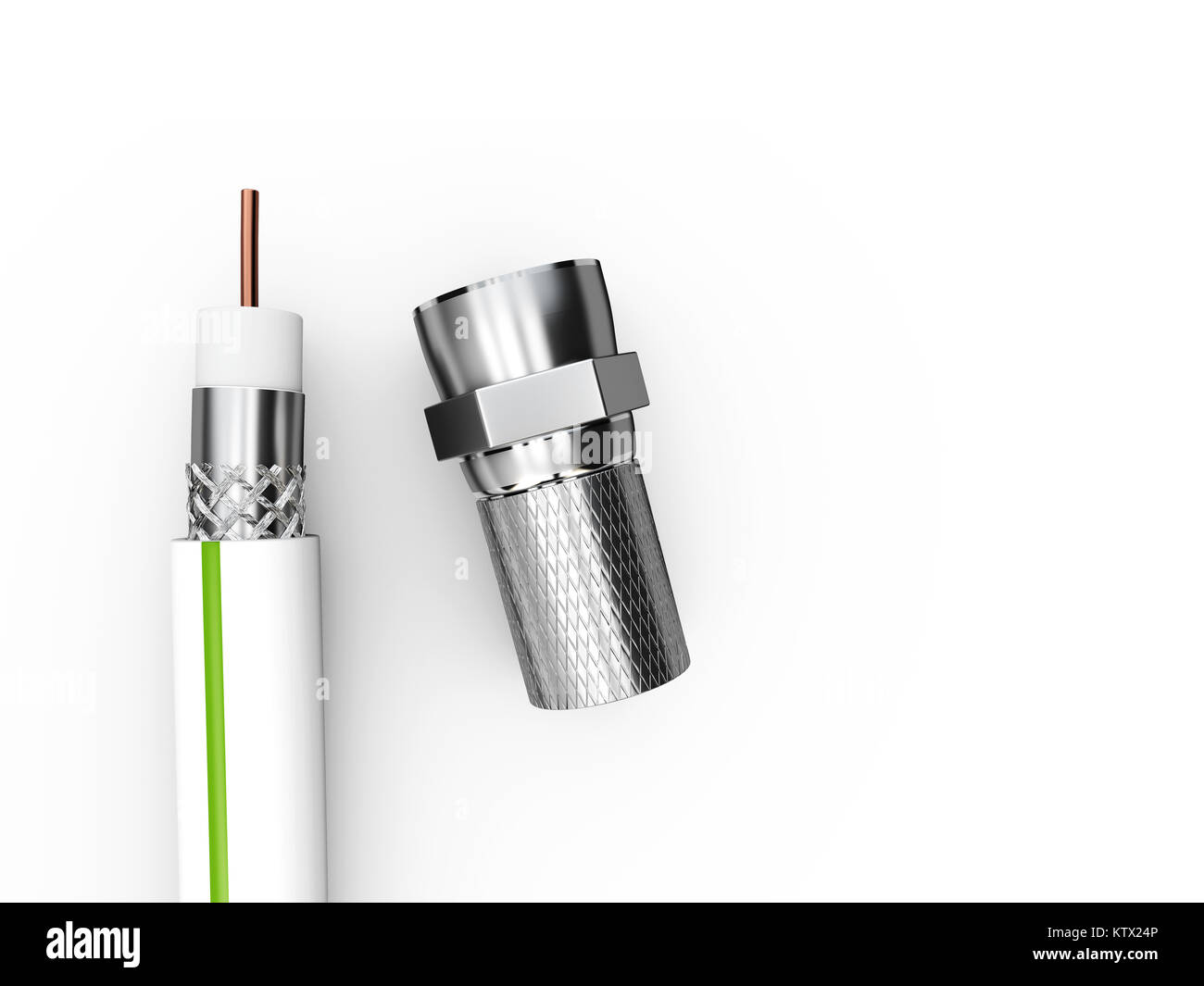 3d illustration of the coaxial tv cable structure with Plug Stock Photo ...