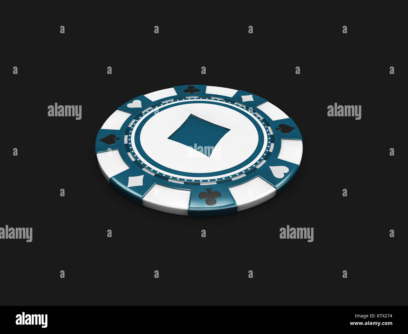 Casino chip with diamonds signes isolated balck, 3d Illustration Stock ...