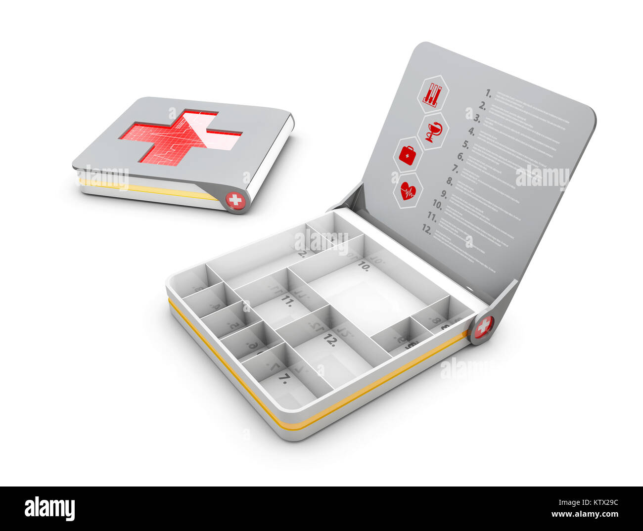 3d Illustration of Open and close First aid kit box Stock Photo - Alamy