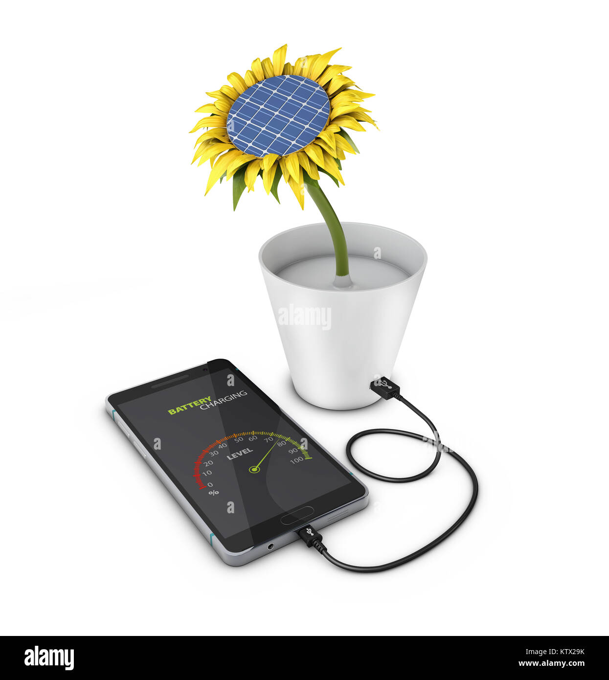 3d Illustration of Solar energy panels in the form of a flower Stock ...