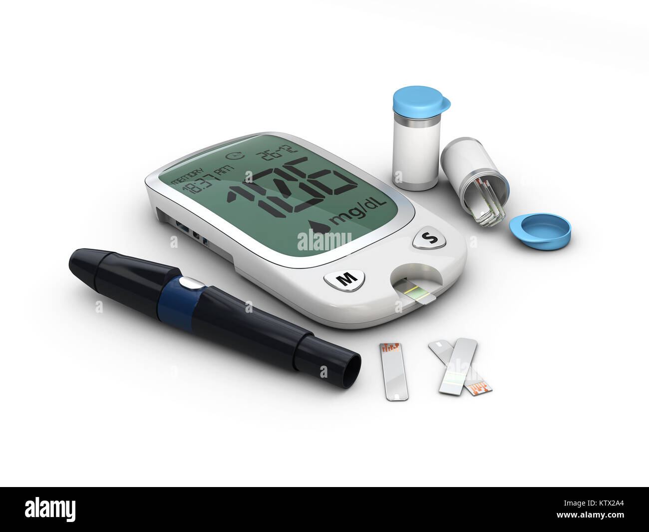 3d Illustration Blood Glucose Mete, Glucometer, Display showing result ...