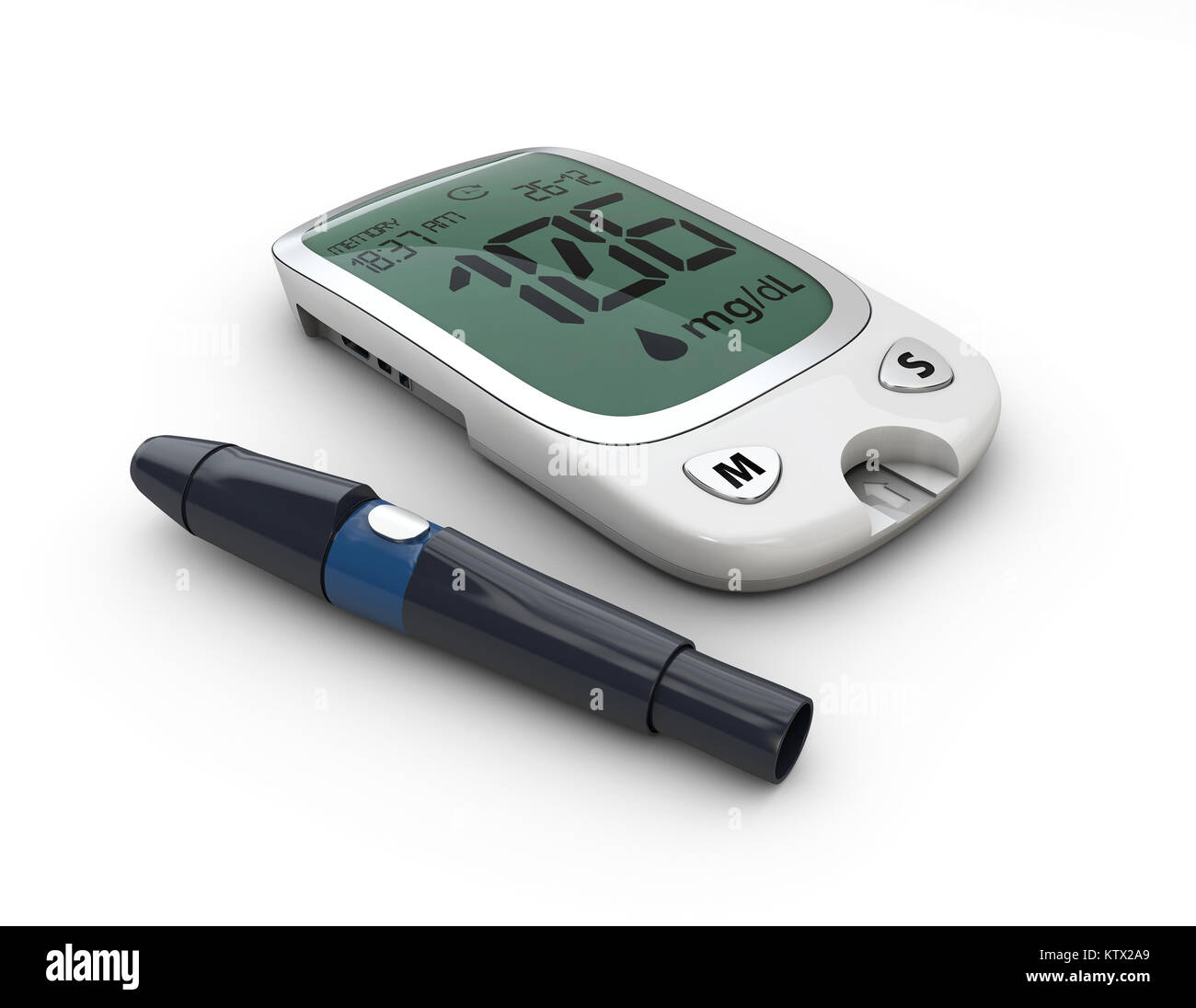 3d Illustration of Blood Glucose Mete, Glucometer, Display showing ...
