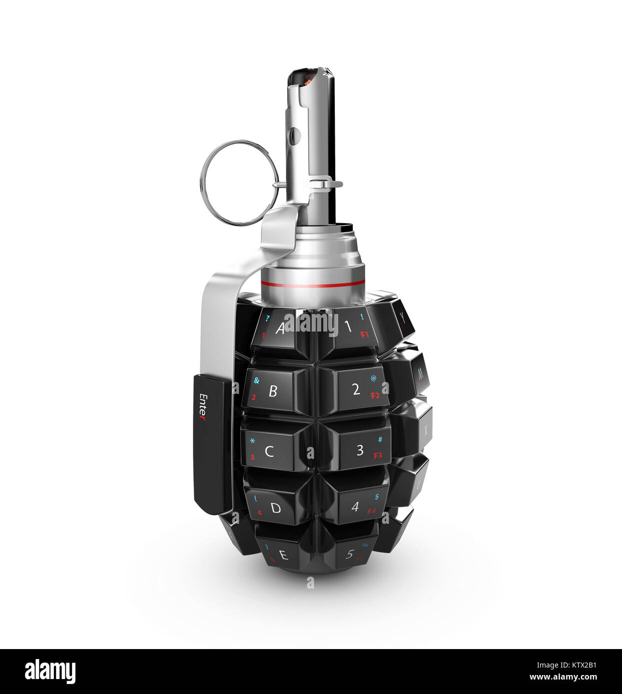 3D illustration of Keyboard grenade concept. Isolated on white ...