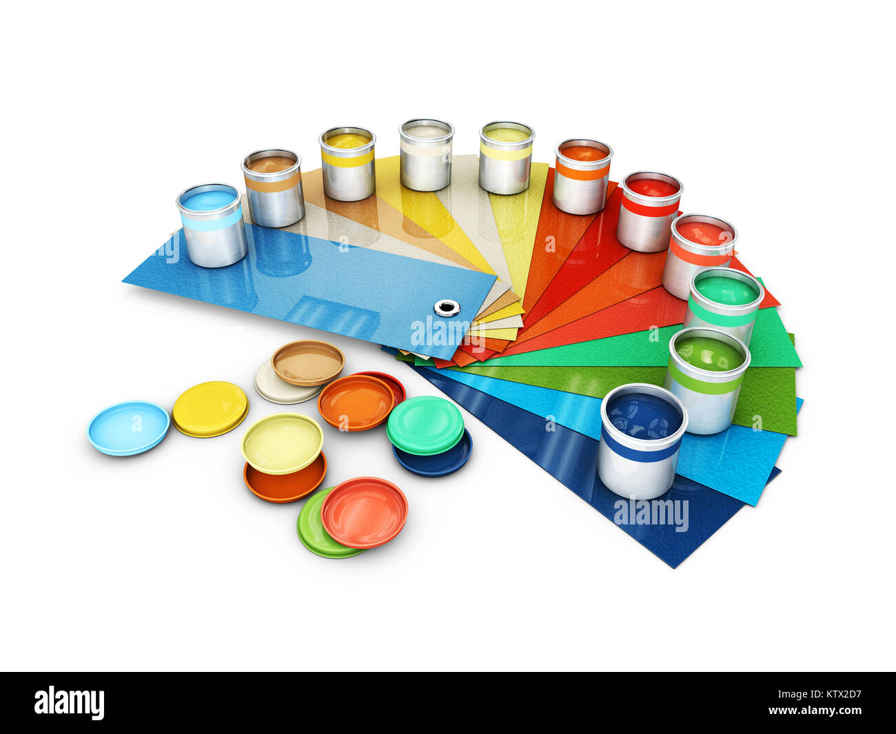 3d Illustration of Color card palette with paint bottle. guide of paint ...