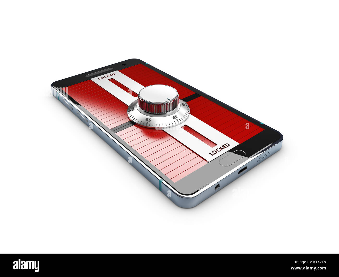 3d Illustration of Modern smartphone with combination lock padlock ...