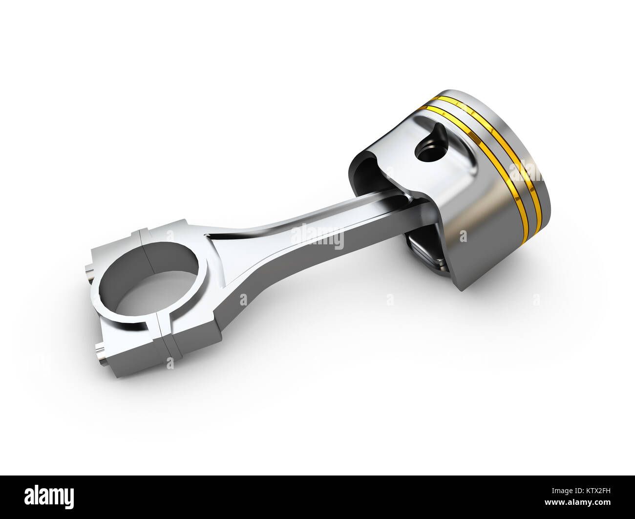 Isolated monochrome 3d illustration of engine piston on white ...