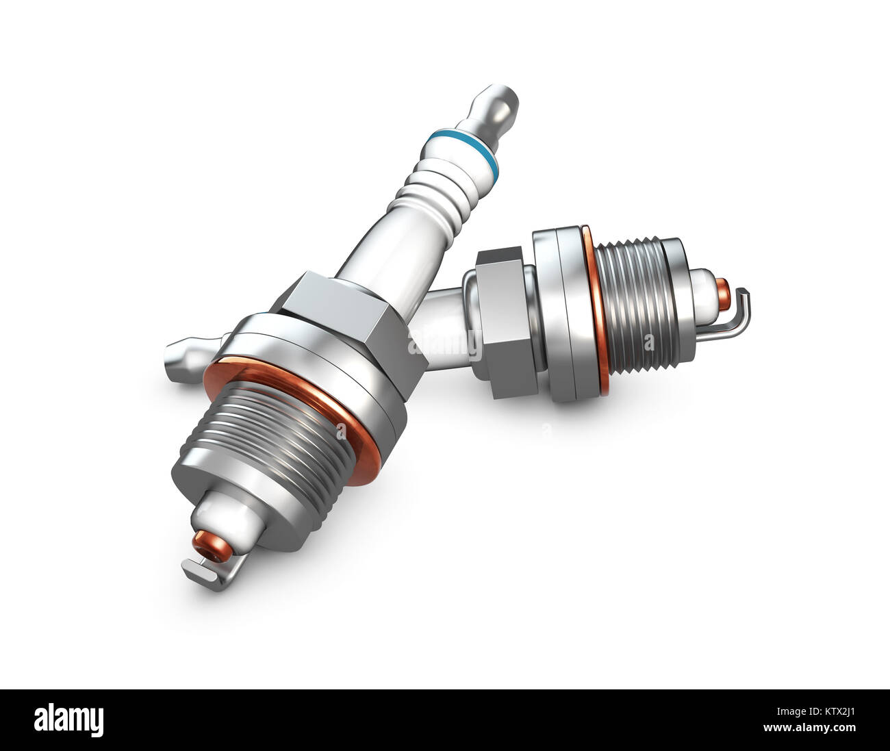 Isolated 3d illustration of engine spark plugs on white background ...