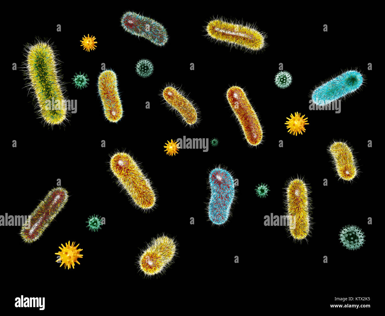 3d Illustration of Virus bacteria. Microorganisms and bacillus Stock ...