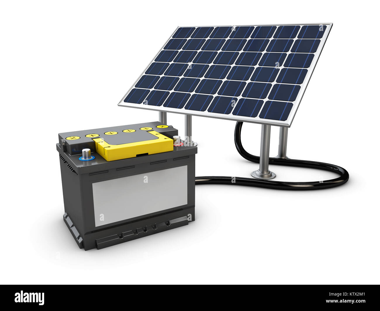 Energy concept background with solar panel and charging battery. 3d ...