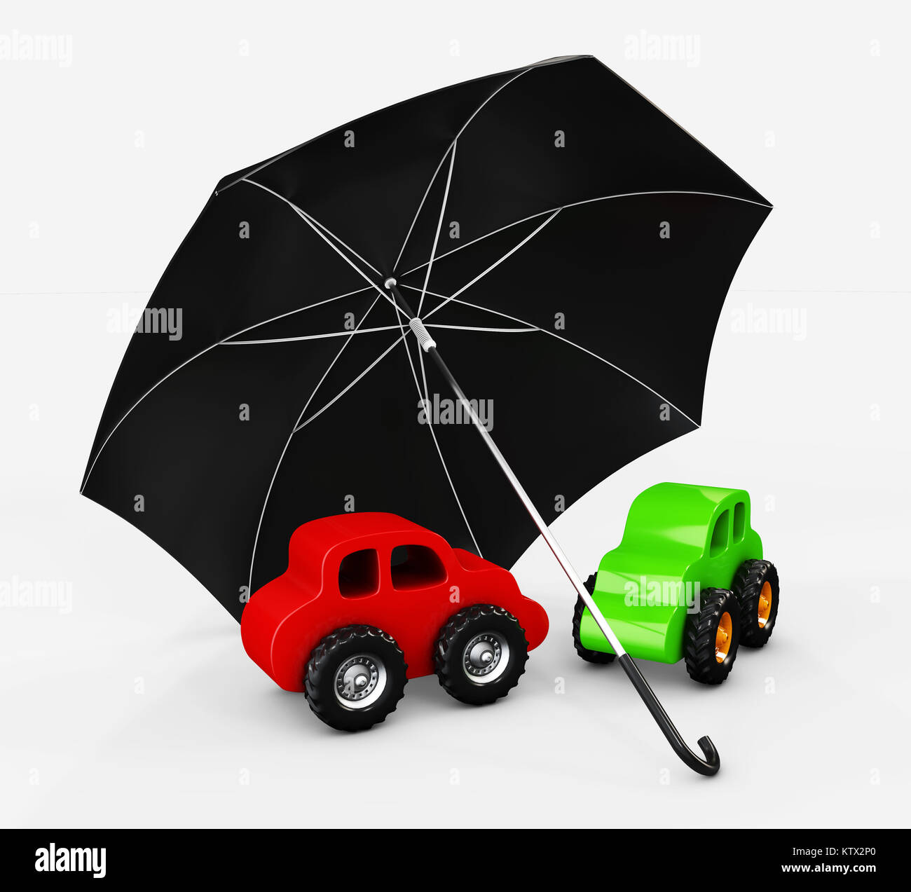3d Illustration of Cars with umbrella. Safety, insurance, risk concept ...