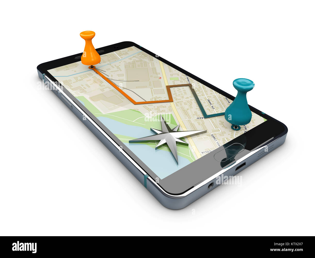 3d illustration of navigation GPS applicatio. iolated white Stock Photo ...