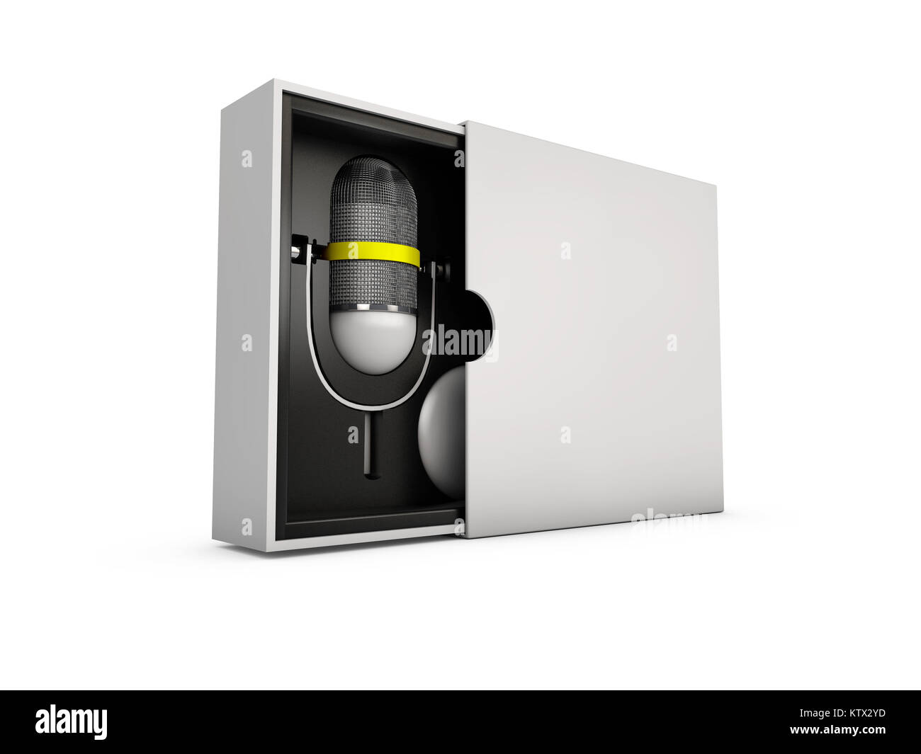 Box with microphone isolated white, 3d Illustration Stock Photo - Alamy