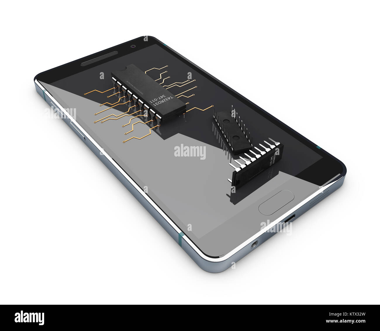 Transistors on the phone screen, concept of Electronic components ...