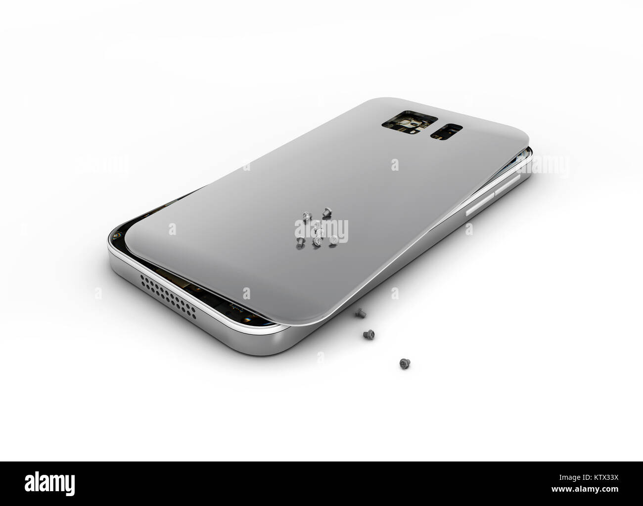 Mobile phone repair, 3D illustration, Broken mobile phone, tablet ...