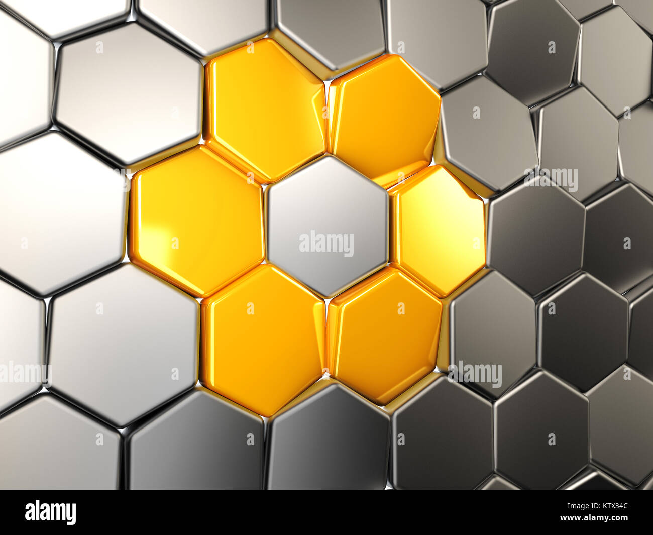 3d Illustration abstract yellow hexagonal, Background with hexagon ...