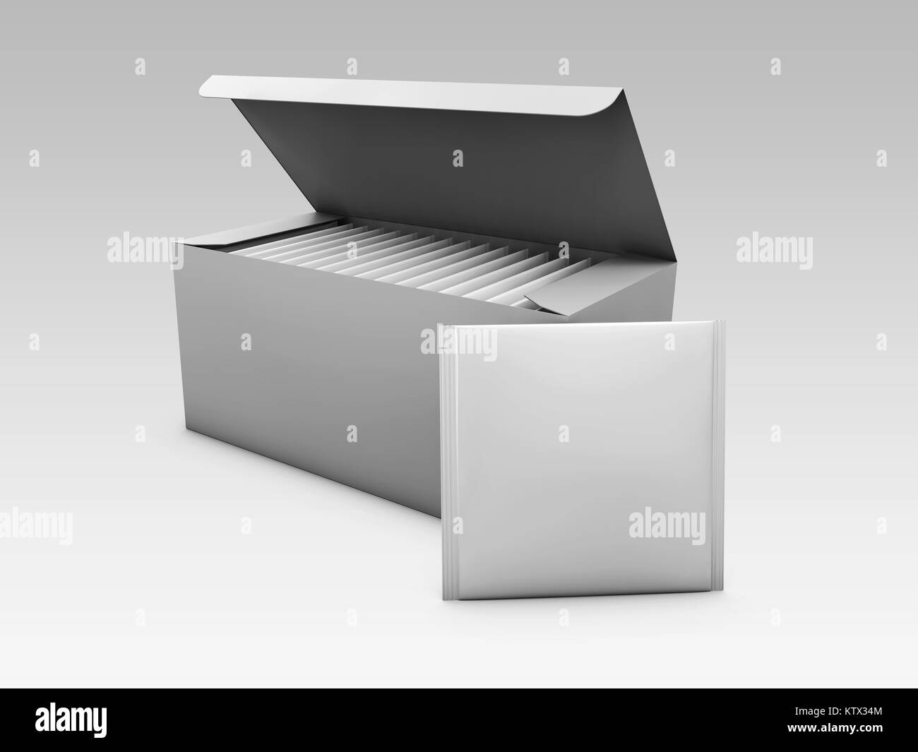 White paper box packaging for tea and tea bag. 3d illustration Stock ...