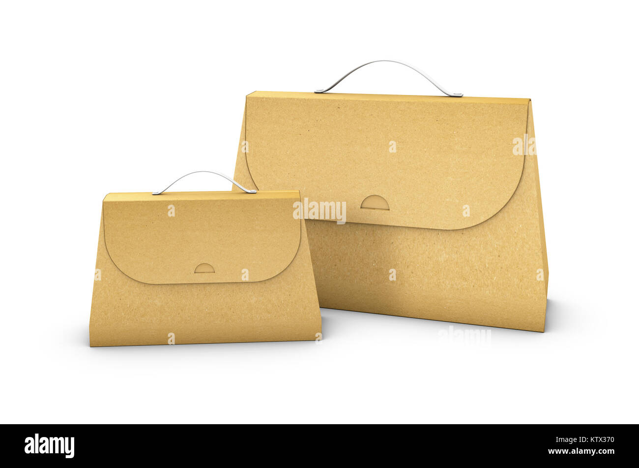 3d Illustration empty cardboard bag isolated on white background Stock ...