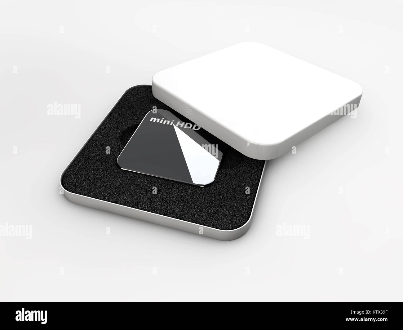 Hdd, mini hard disk drive, components 3d Illustration isolated white ...