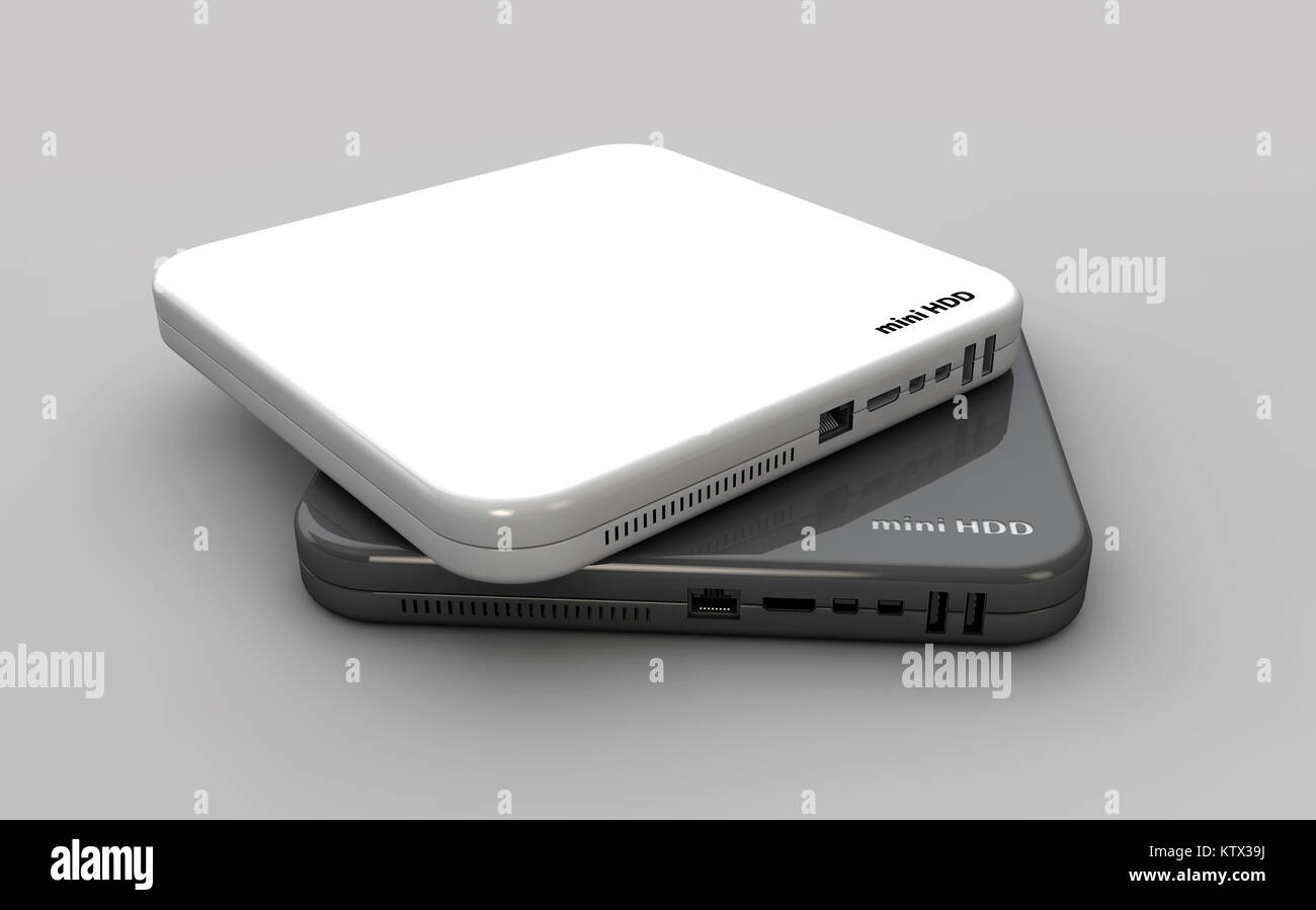 Hdd, mini hard disk drive white and dark colors, components, 3d ...