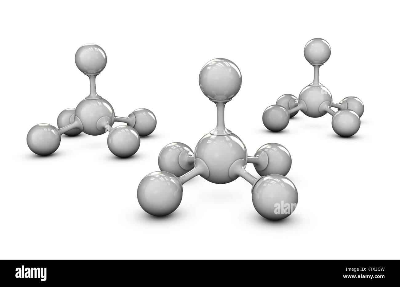 Gray molecule structure 3D illustration, isolated white Stock Photo - Alamy