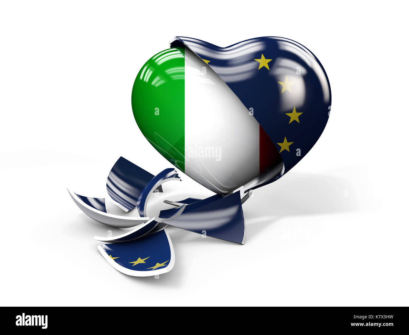 3d Illustration of Italy ITexit, European Union broken Stock Photo - Alamy