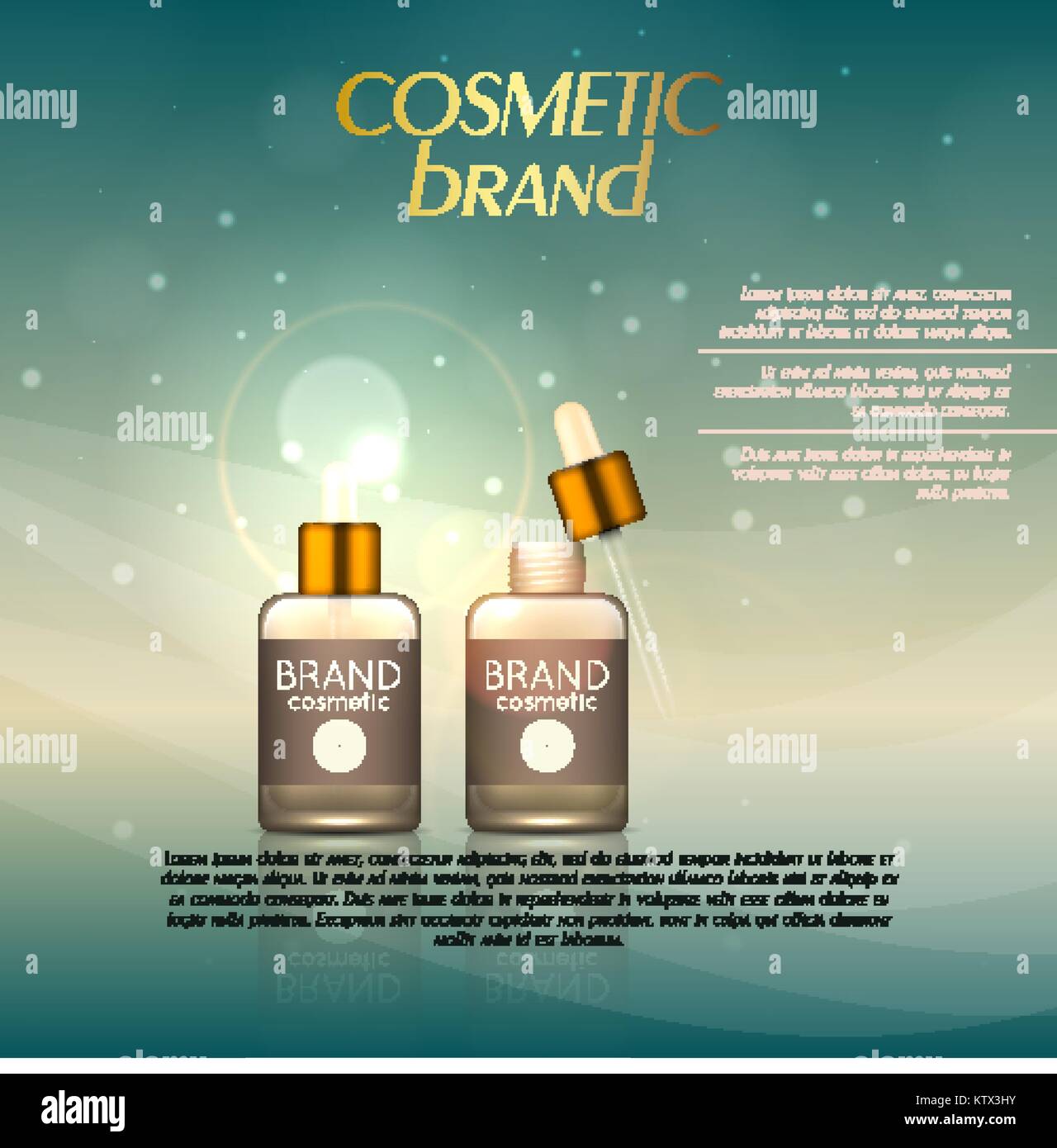 Vector 3D cosmetic illustration on a soft light background with flare ...