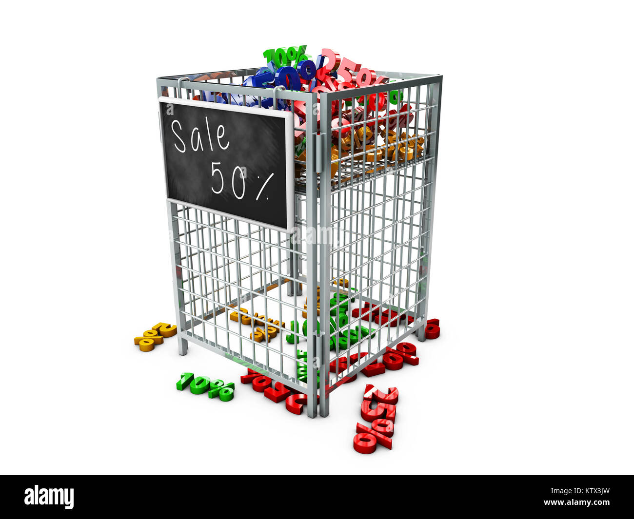 Store promotion display basket with numbers and procents 3d ...