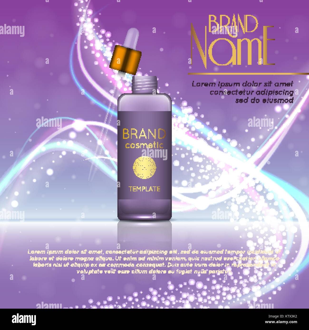 3D realistic cosmetic bottle ads template. Cosmetic brand advertising ...