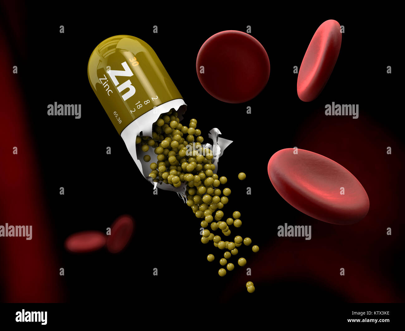 3d Illustration of Zinc mineral Capsule dissolves in the stomach Stock ...
