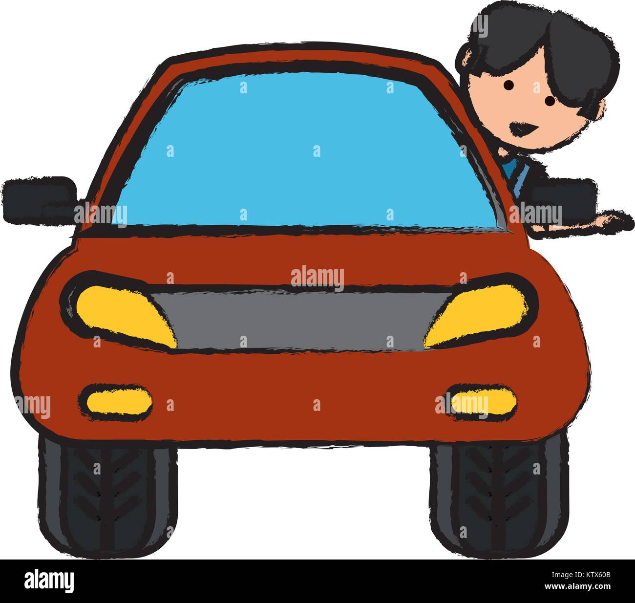cartoon man and car icon Stock Vector Image & Art - Alamy