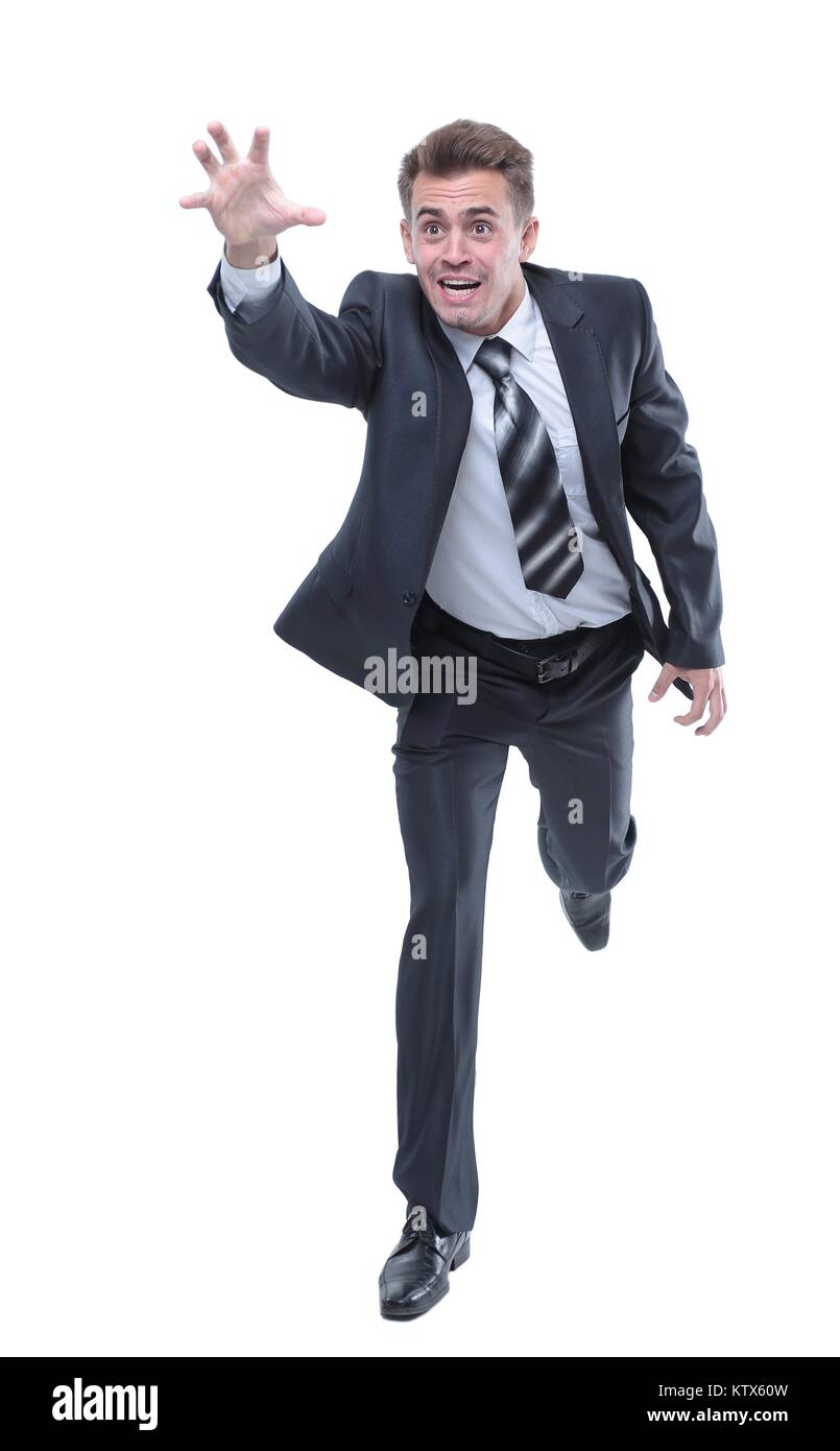 businessman runs forward stretching out his hand Stock Photo - Alamy