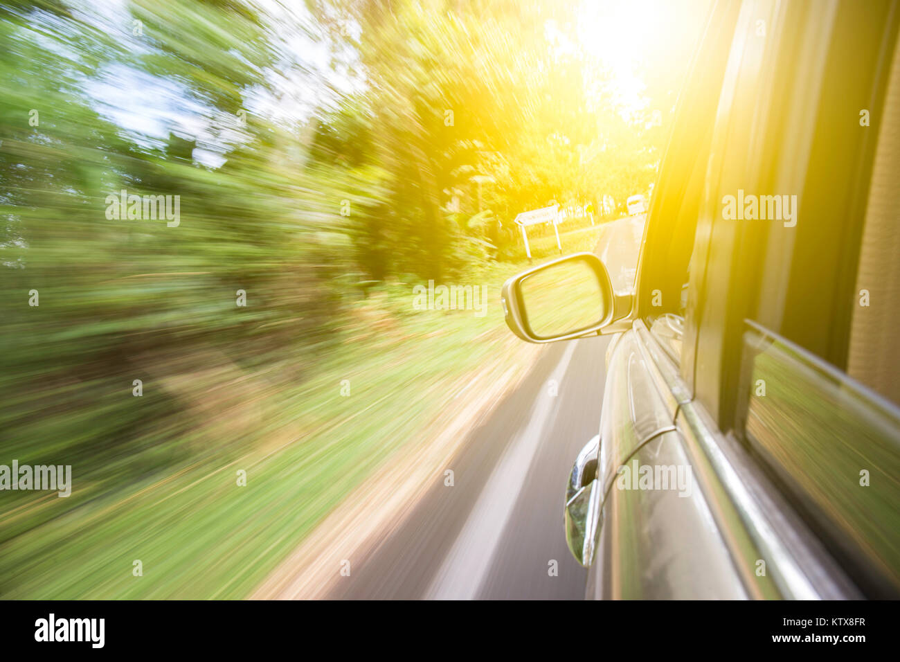blur copy space of forest on mountain background with moving car ...